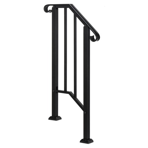 Handrail Wrought Iron 1-2 Steps Steel Grab Rail Double Post Stair Iron ...