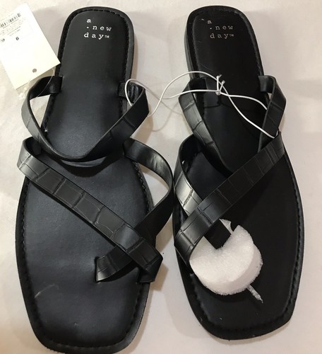NEW A New Day Women's Felicity Cross Strap Slip On Sandals Black Size ...
