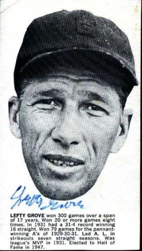 Lefty Grove HOF Authentic Signed Auto Autographed Appox 3x5 Photo ...