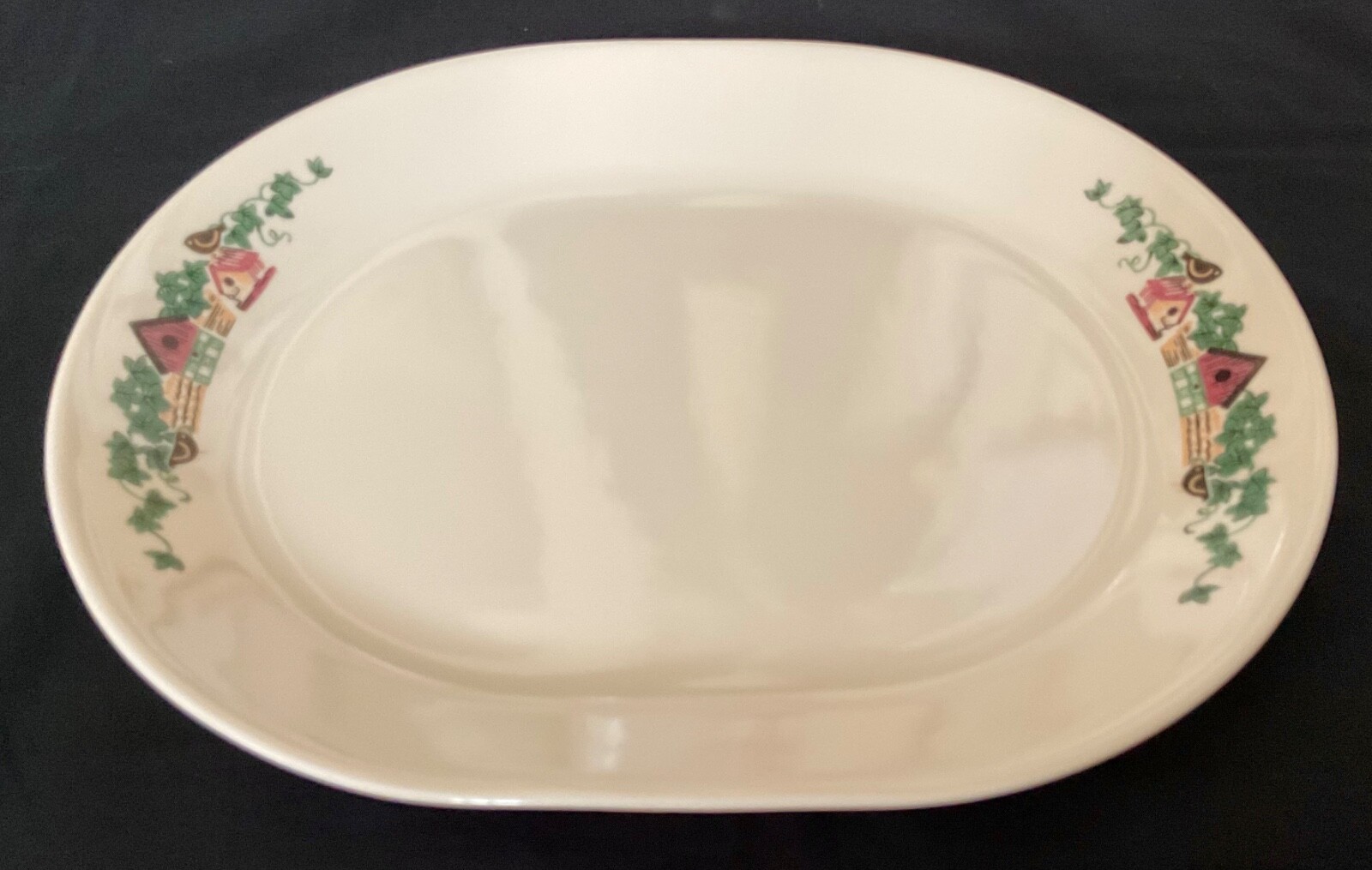CORELLE ‘GARDEN HOME' PLATTER MINT 12.25x10x1.25 BIRD HOUSES, IVY ON ...