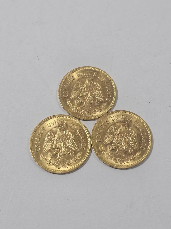 3-1955 MEXICO GOLD CINCO COINS UNCIRCULATED 4.1 GRAMS EA | eBay