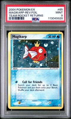 2004 POKEMON EX TEAM ROCKET RETURNS MAGIKARP #65 REVERSE PSA 9 MINT ...