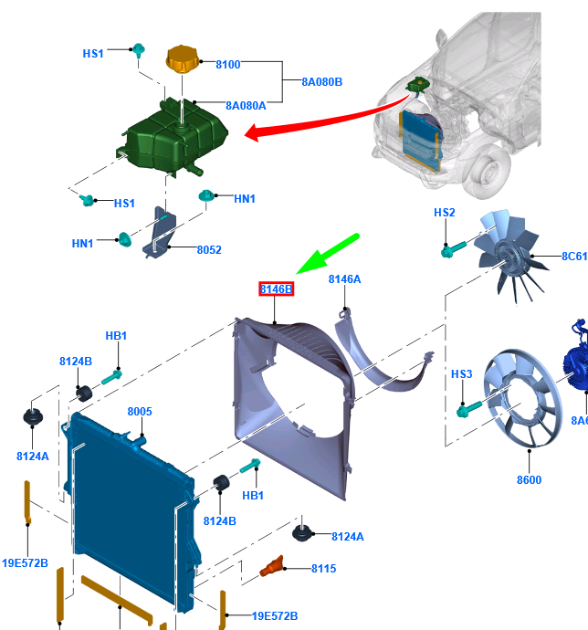 FORD RANGER T6 MK1 Radiator Fan Shroud AB39-8K618-AA 1919674 NEW ...