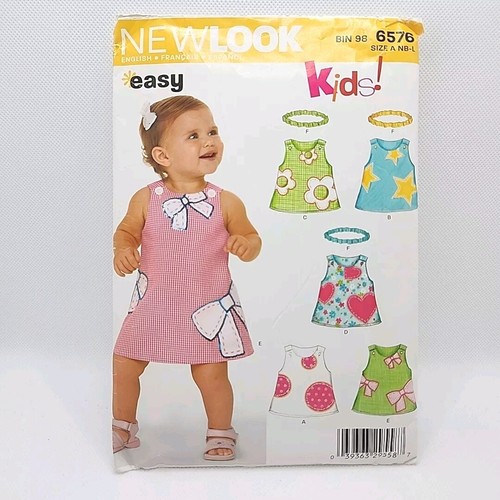 Simplicity New Look 6576 Infant Dress & Headband Sewing Pattern Size NB ...