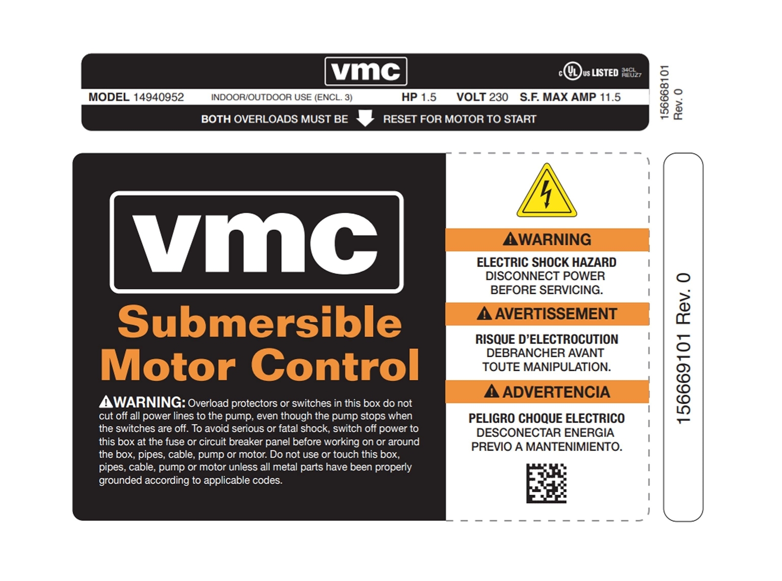 Red Lion 1-1/2 HP Submersible Pump VMC Control Box - RLCB15-230 for ...