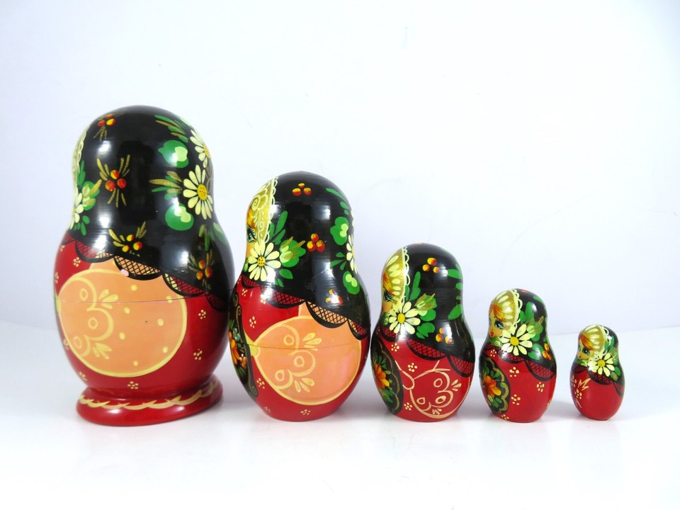 Russian Stacking Nesting Dolls 5 Piece Set Handmade Artist Signed ...