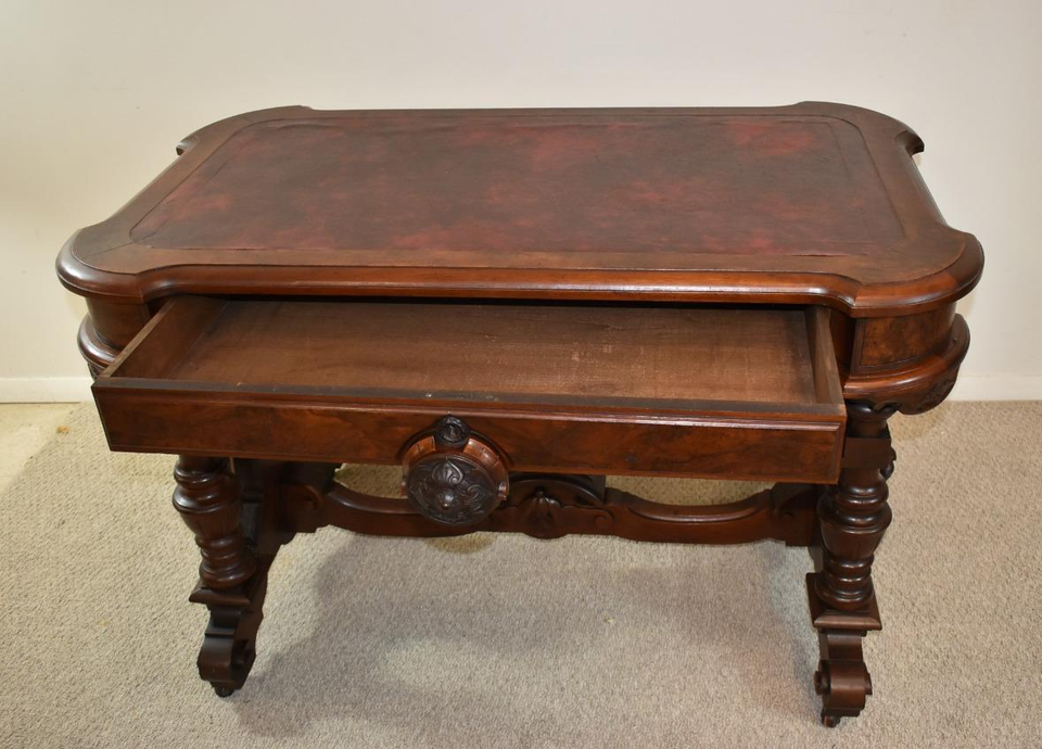 Victorian Walnut Library Table Belter Style | eBay