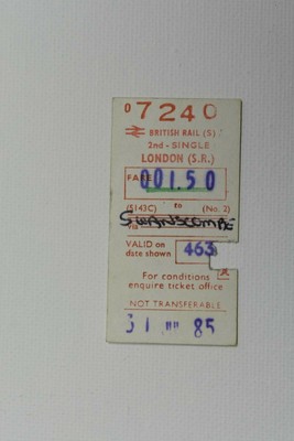Railway Ticket BR (S) LONDON (SR) to SWANSCOMBE 1985 No. 7240 | eBay UK