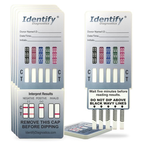 Identify Diagnostics Drug Test Cards - 50 Pack - 5 Panel Dip CLIA ...