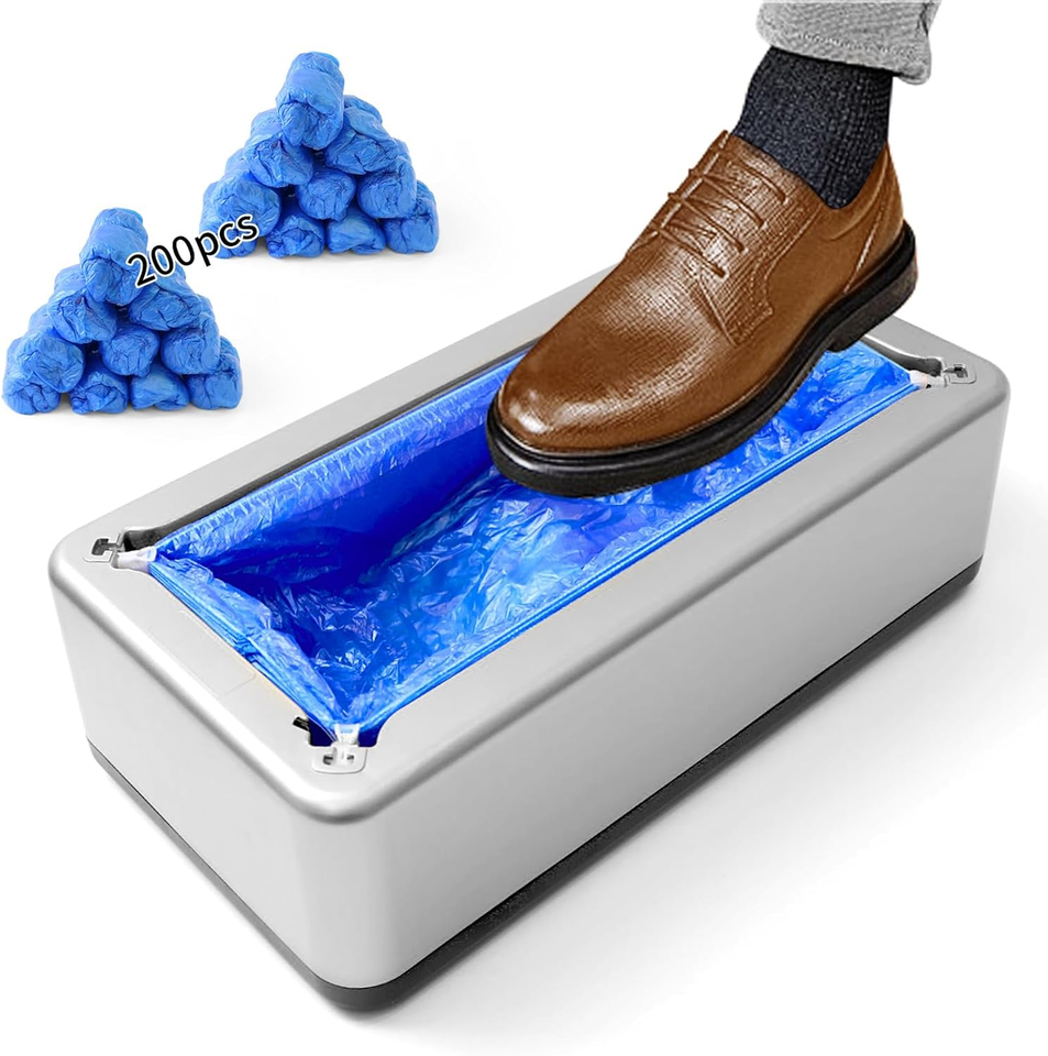 Shoe Cover Dispenser with 200 Pcs Disposable Shoe Covers Automatic Shoe ...