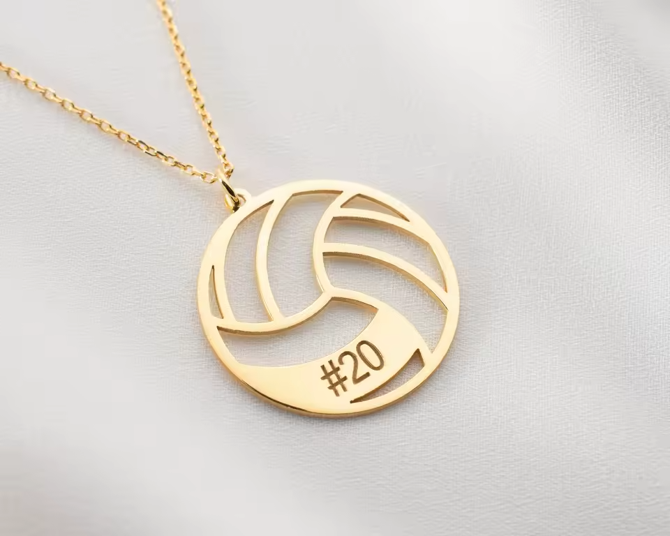 Custom Number Volleyball Pendant Necklace Jewelry Link Chain Sports ...