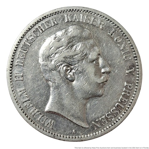 1895 A German States 5 Mark Silver Coin Wilhelm William II Kingdom Of ...