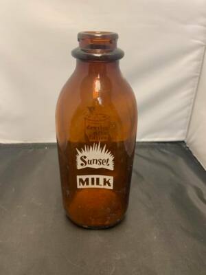 VINTAGE Brown Glass SUNSET MILK BOTTLE TUCSON ARIZONA *J | eBay