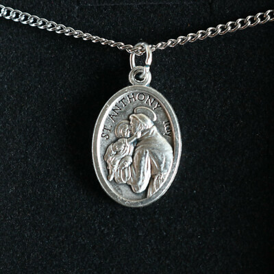 Women Necklace St Anthony Medal 18" Stainless Steel Chain Catholic ...
