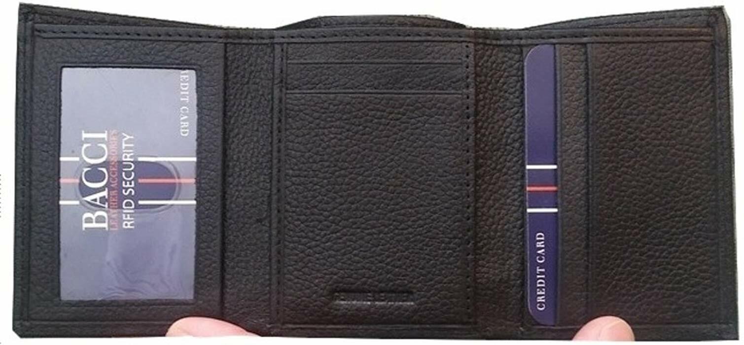 Mens Bacci RFID Blocking Genuine Leather Black Brown SLIM Compact ...