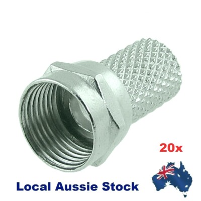 20x F Type Twist On Connector Coax Cable RG6 Satellite Foxtel CCTV ...