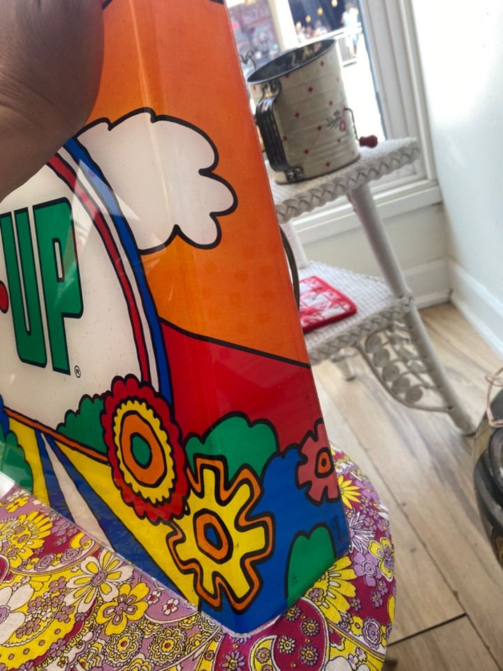 Vintage 1970s 7-Up Plexiglass Soda Machine Sign Peter Max Style Pop Art ...