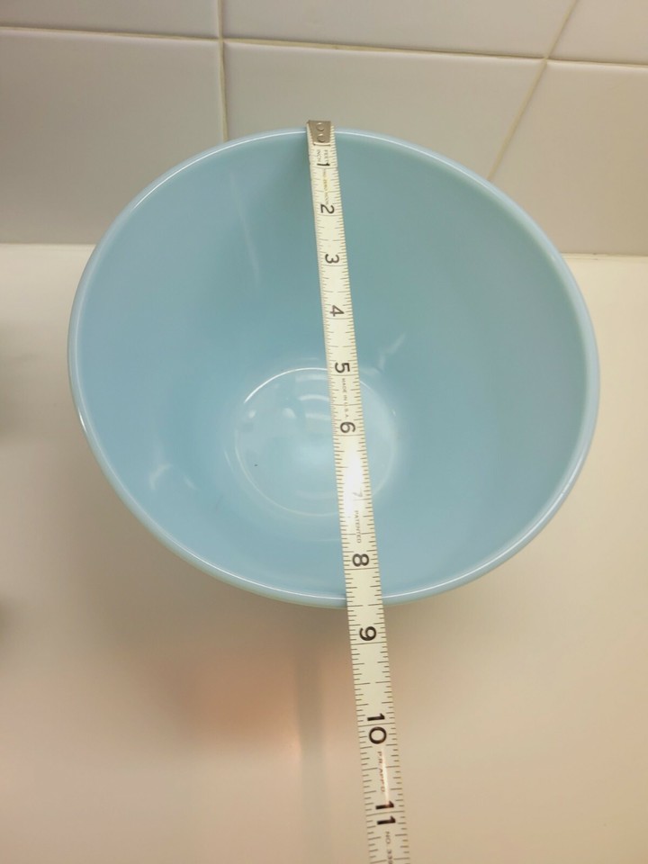 FIRE KING TURQUOISE DELPHITE BLUE SPLASH PROOF BOWL LARGE SIZE | eBay UK