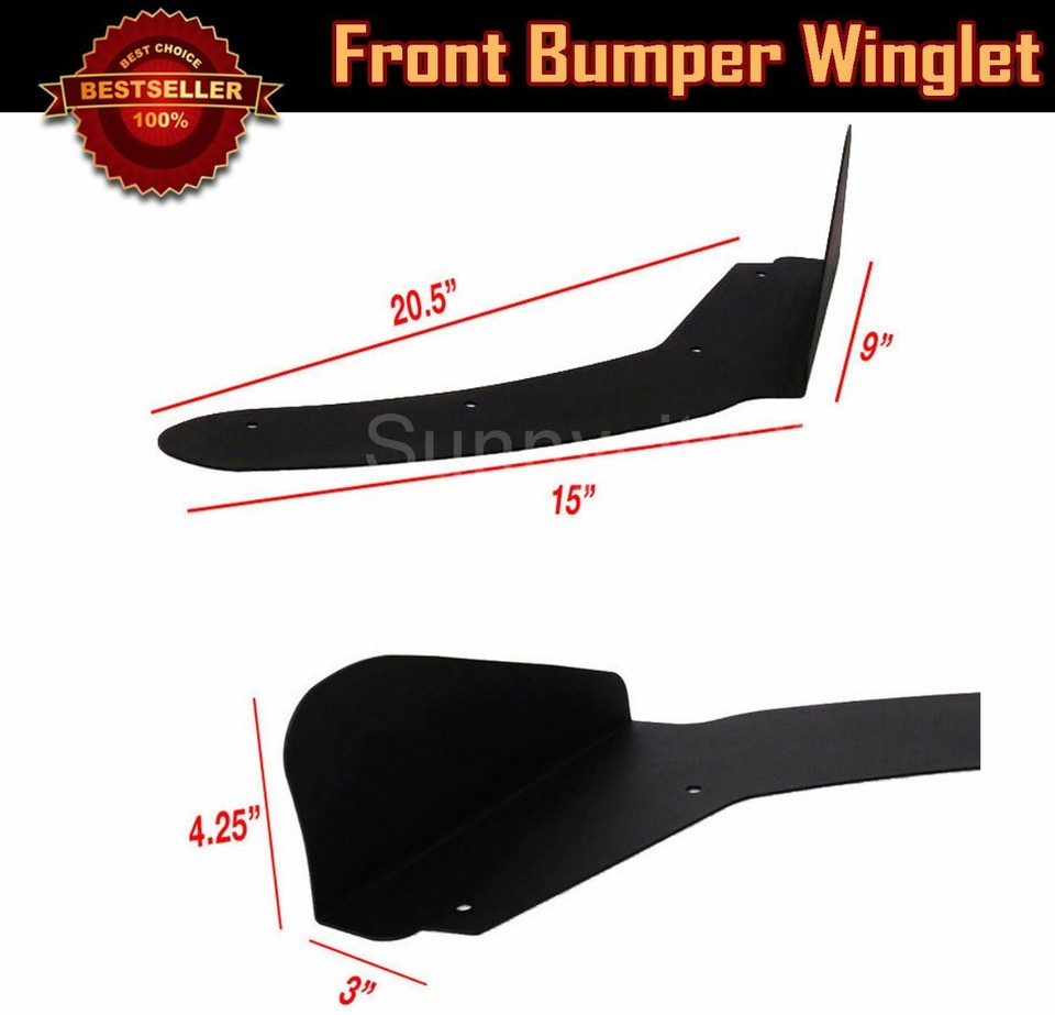 ABS Universal Front Bumper Lip Splitters Black Winglet Blade Spoiler ...