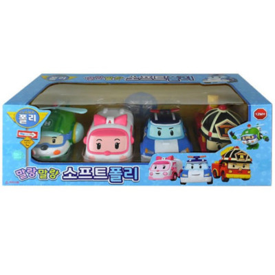 Robocar Poli Rescue Team 4P Set /Poli Roy Amber Heli Soft toy Korean TV ...