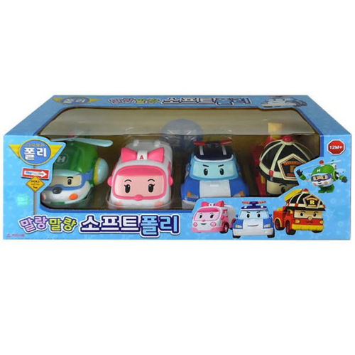 Robocar Poli Rescue Team 4P Set /Poli Roy Amber Heli Soft toy Korean TV ...