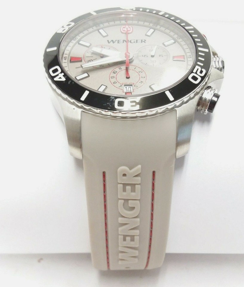 WENGER Stainless Steel Case White Silicone Synthetic Sapphire Men Watch ...