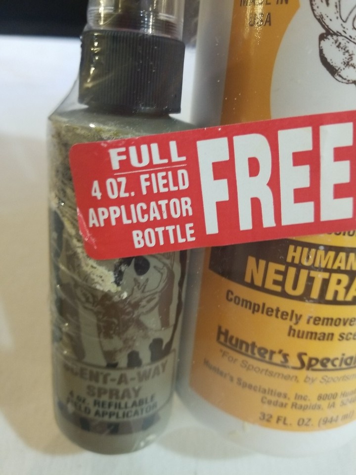 H.S. Scent-A-Way HUMAN SCENT NEUTRALIZER Odorless 32 Oz Bottle + 4 OZ ...