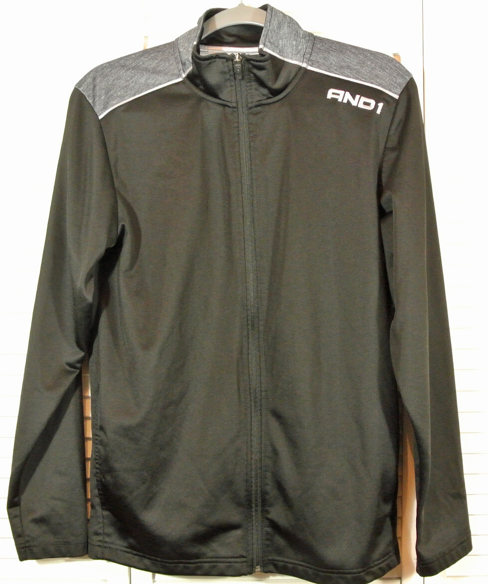 AND1 Mens Track Jacket Black Gray Zipper Jacket Sz S | eBay