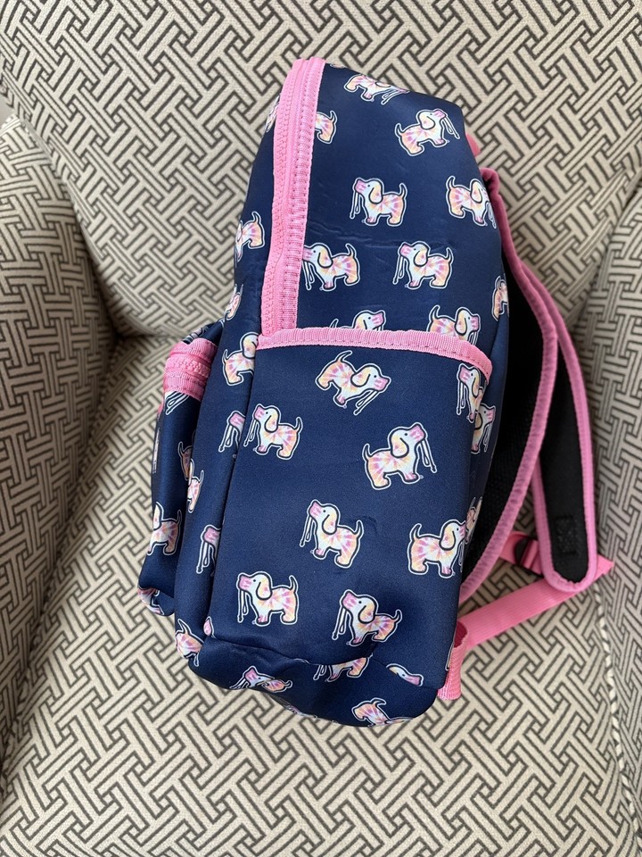 NWT Kids Puppie Love Backpack Pink Navy Blue Neoprene 16x13 Dog Rescue ...