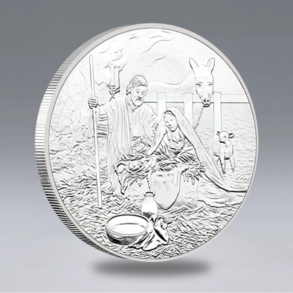 Jesus Nativity & Sacred Heart Silver Plated Coin – Christian ...