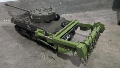 1/16 3D printed mine sweeping device based on Henglong Sherman ...