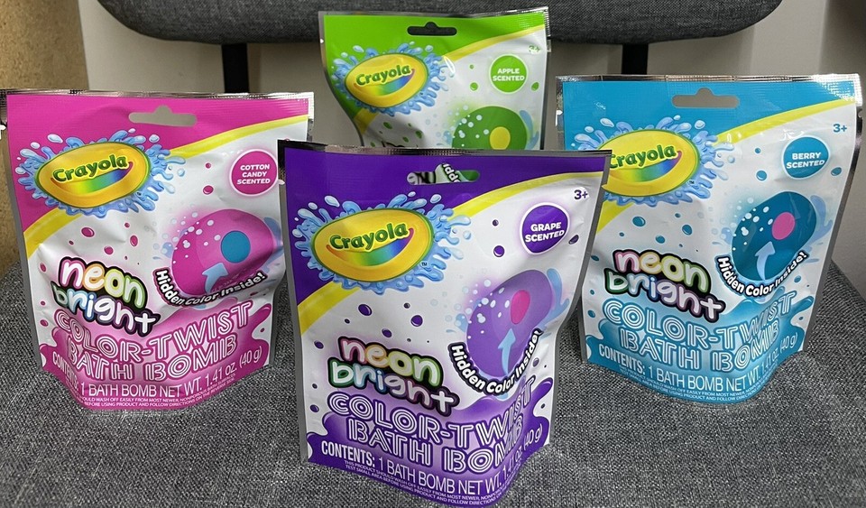 Crayola Neon Bright Color Twist Bath Bombs for Kids (Lot of 4) | eBay