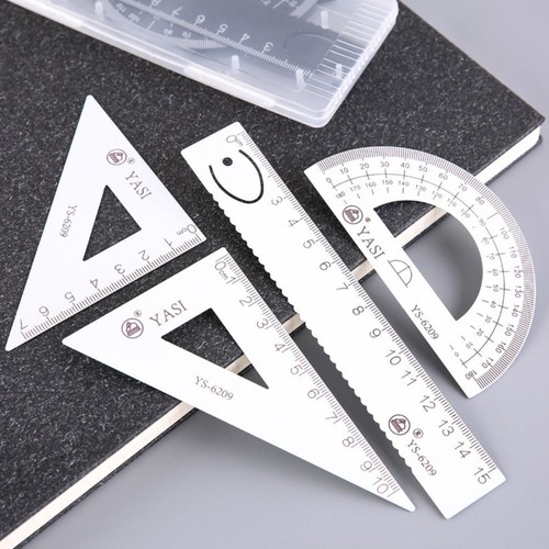 4Pcs/Set Aluminum Alloy Drawing tools Students Supplies Protractor ...