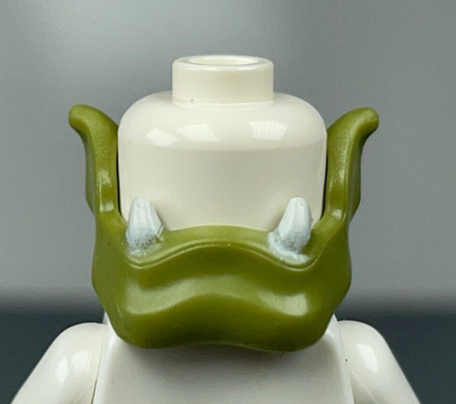 LEGO Olive Green Orc Minifigure Lower Jaw Pointed Ears White Teeth ...