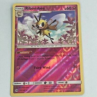 Pokemon Ribombee 93/149 - Rare Reverse Holo Sun & Moon Base - 2017 ...