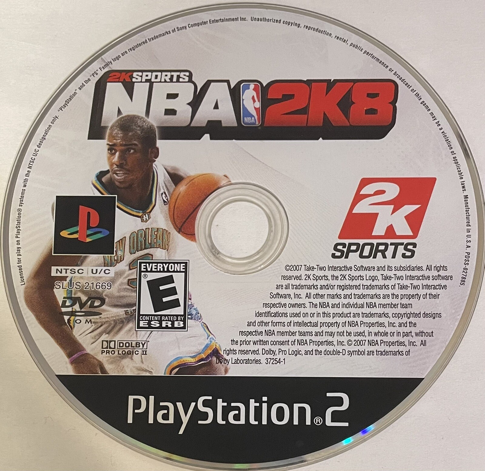 NBA 2K8 (Sony PlayStation 2, 2007, PS2) DISC ONLY | NO TRACKING M2478 ...