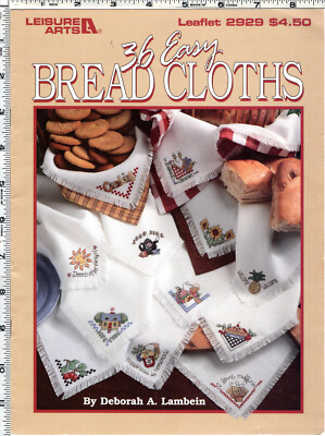 "36 Easy Bread Cloths" ©1997 Leisure Arts Counted Cross Stitch Leaflet ...