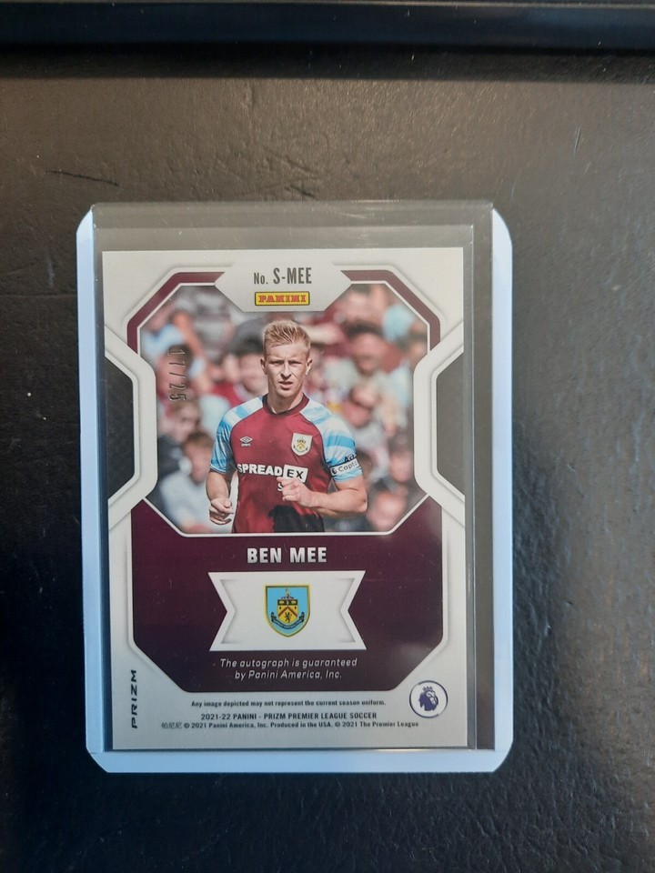 2021-22 Panini Prizm Premier League SC Ben Mee Signatures Purple 17/25 ...