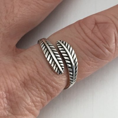 Sterling Silver Small Double Feather Ring, Angels Wings, Silver Rings ...