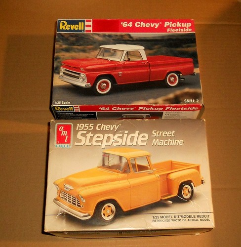 Two Chevy Pickup Truck Model Kits--55 CHEVY STEPSIDE & 64 CHEVY PICKUP ...
