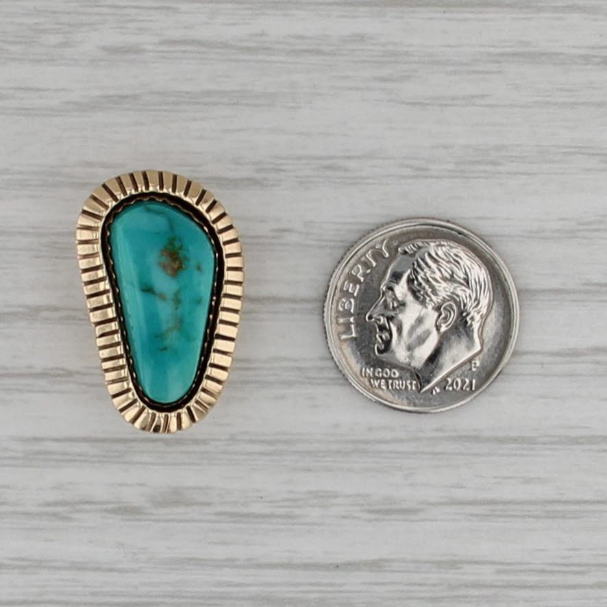 Ed Kee Navajo Bolo Slide Turquoise Pendant 14k Gold Vintage Native ...