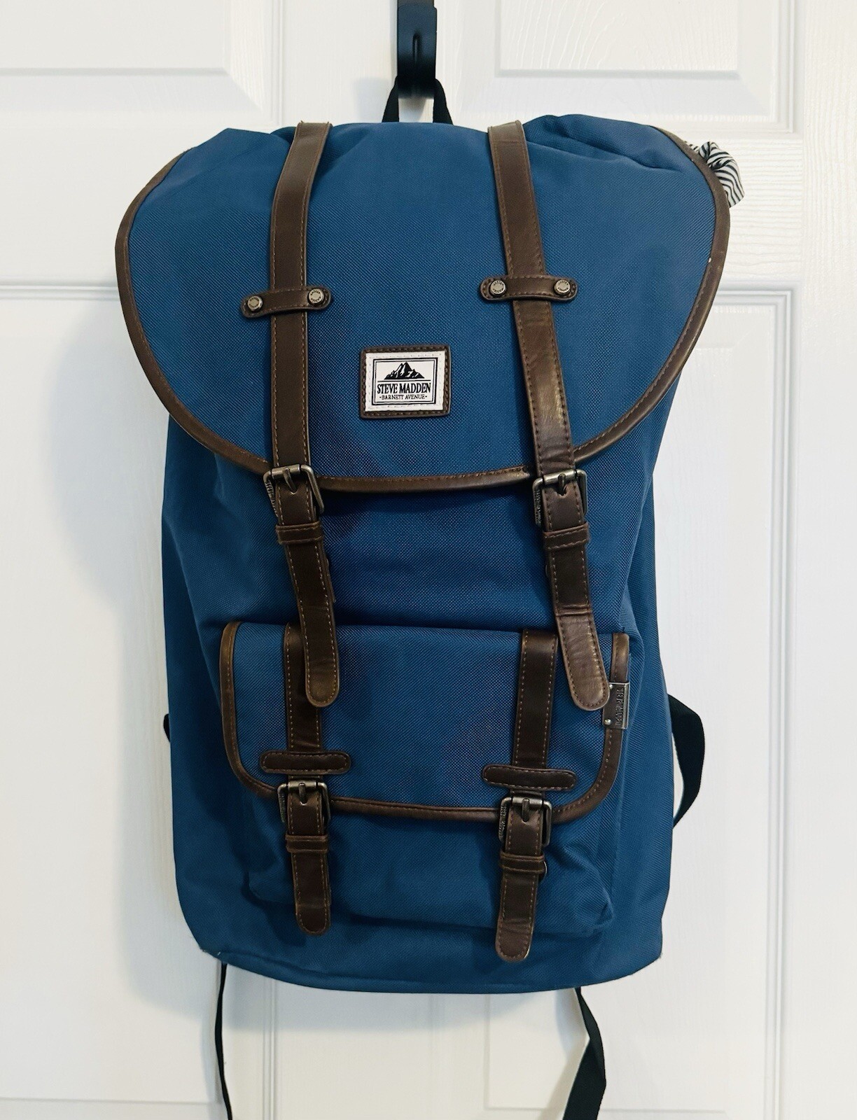 Steve Madden Barnett Avenue Blue With Leather Trim Backpack Bag ...