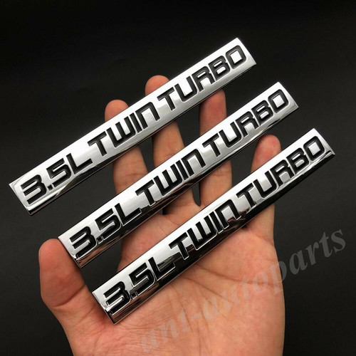 3pcs Metal Chrome 3.5L Twin Turbo Engine Car Trunk Emblems Badge Decals ...