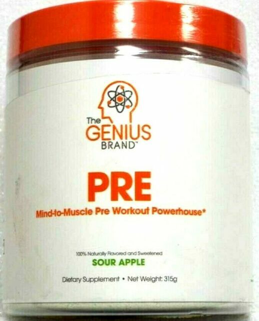 The Genius Brand Preworkout Sour Apple Flavor Muscle Builder Supplement ...