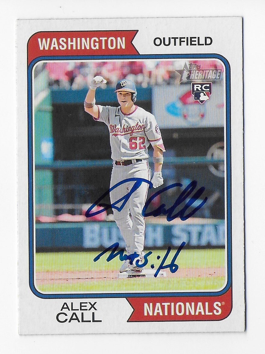 2023 TOPPS HERITAGE #354 ALEX CALL NATIONALS AUTOGRAPHED SIGNED ...