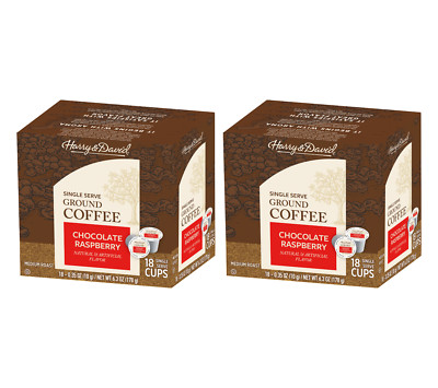 Harry & David Gourmet Coffee, Chocolate Raspberry, 2/18 ct boxes (36 ...