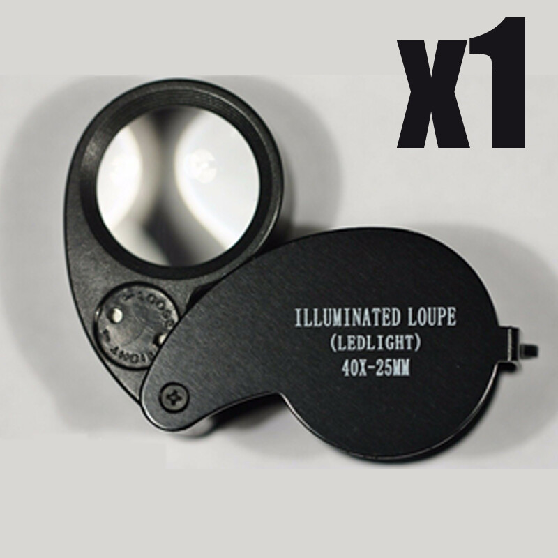 40X Magnifying Loupe Jewelry Eye Glass Magnifier LED Light Jewelers ...