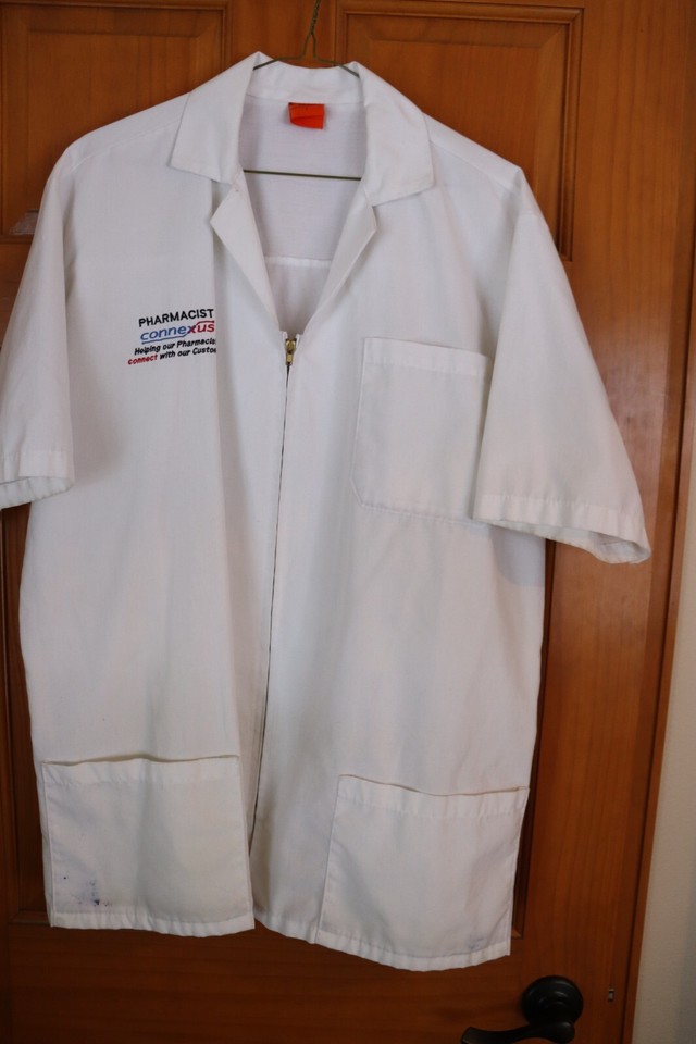 Walmart Pharmacy Pharmacist Uniform Smock Jacket Zip Front Size L Short ...