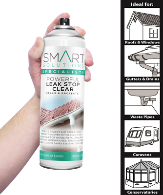 Leak Stop Spray n Seal Fix Clear Instant Waterproof Sealant Mastic ...
