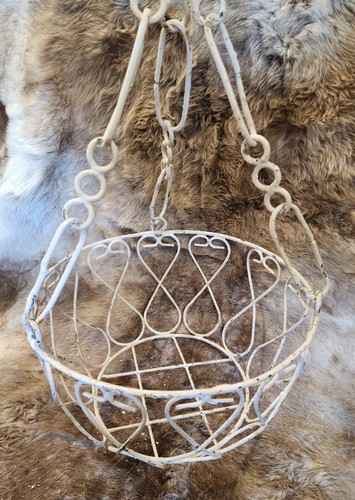 Rustic Hanging PLANTER Basket Antique Victorian Style Garden Plant ...